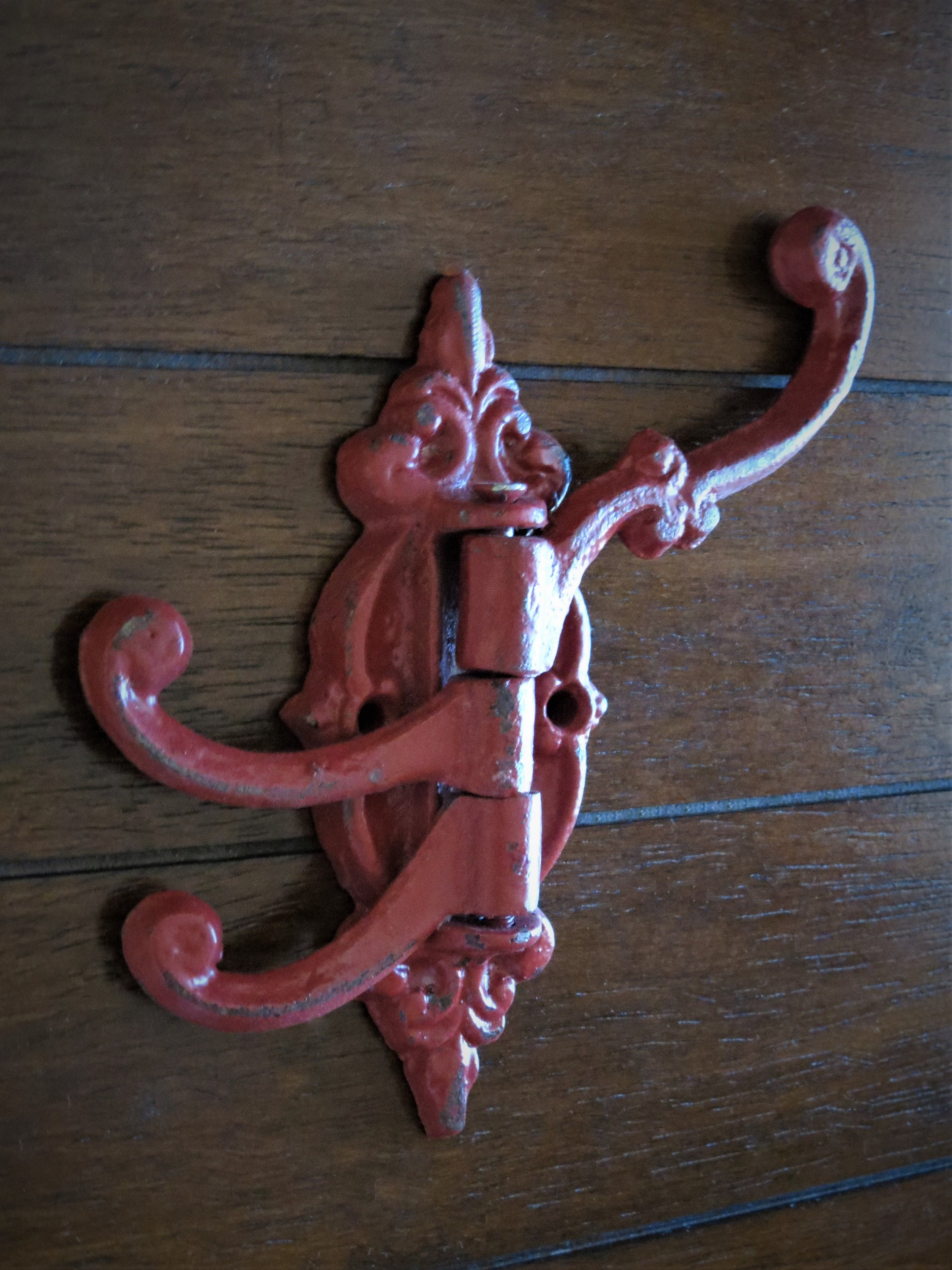 Cast Iron Wall Hook / French Cottage / Colonial Red or Pick Color/ Mud ...