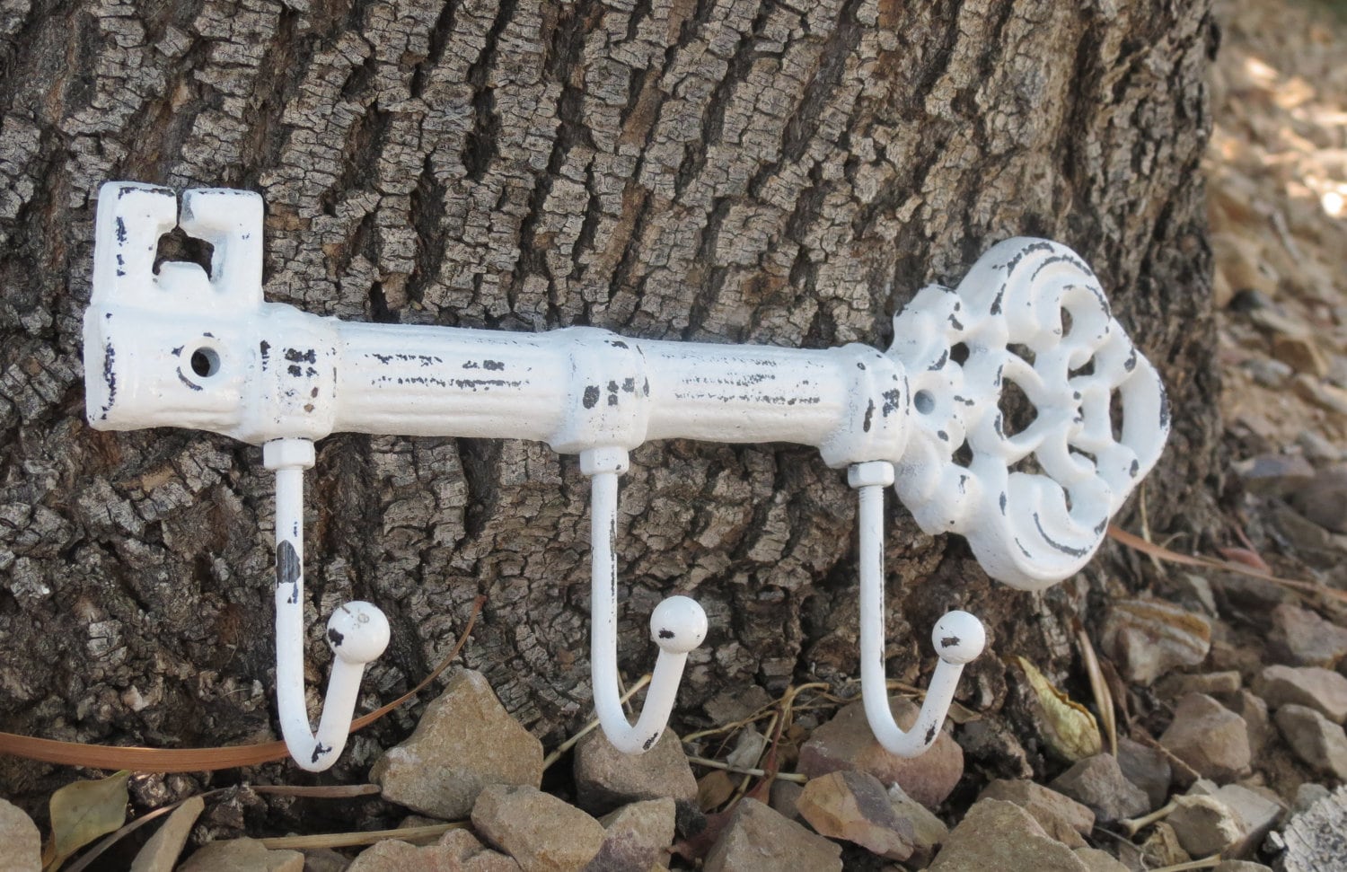 Shabby Chic Key Holder / Skeleton Key Rack / Antique White or | Etsy