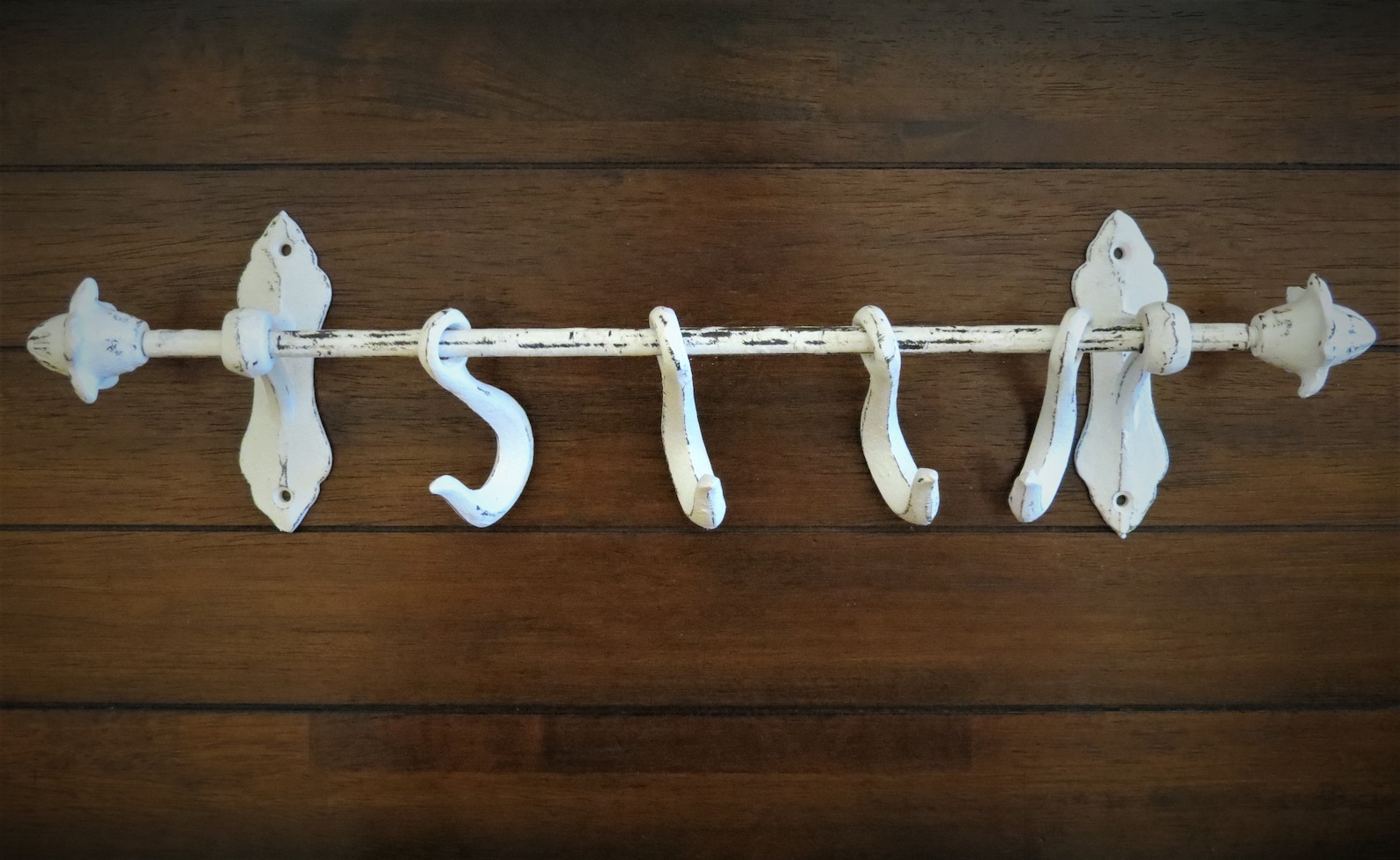 Metal Wall Rack With Hooks / Cottage Chic Wall Decor / Flower | Etsy