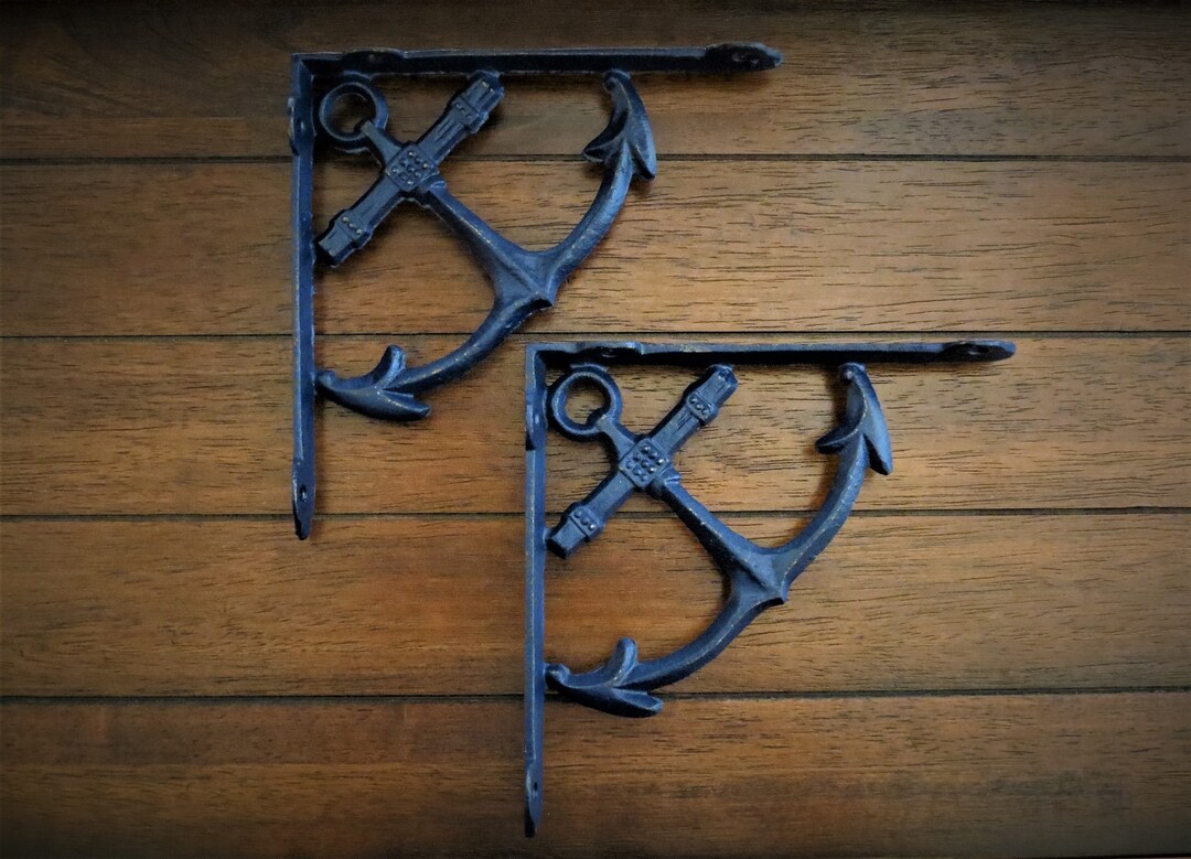 Shelf Brackets / Nautical Anchor Design / Shelving DIY / Navy Blue or ...