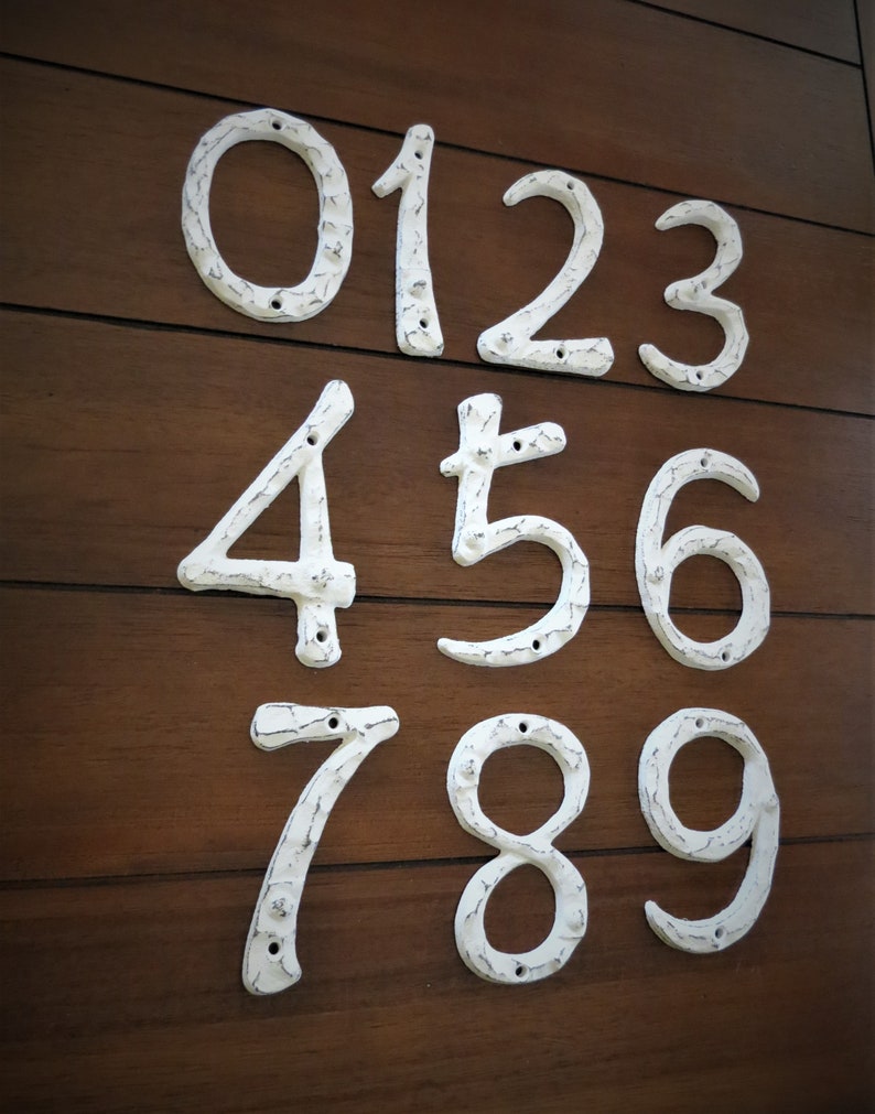 Rustic House Numbers / Choose From 40 Colors / Cast Iron 4 - Etsy