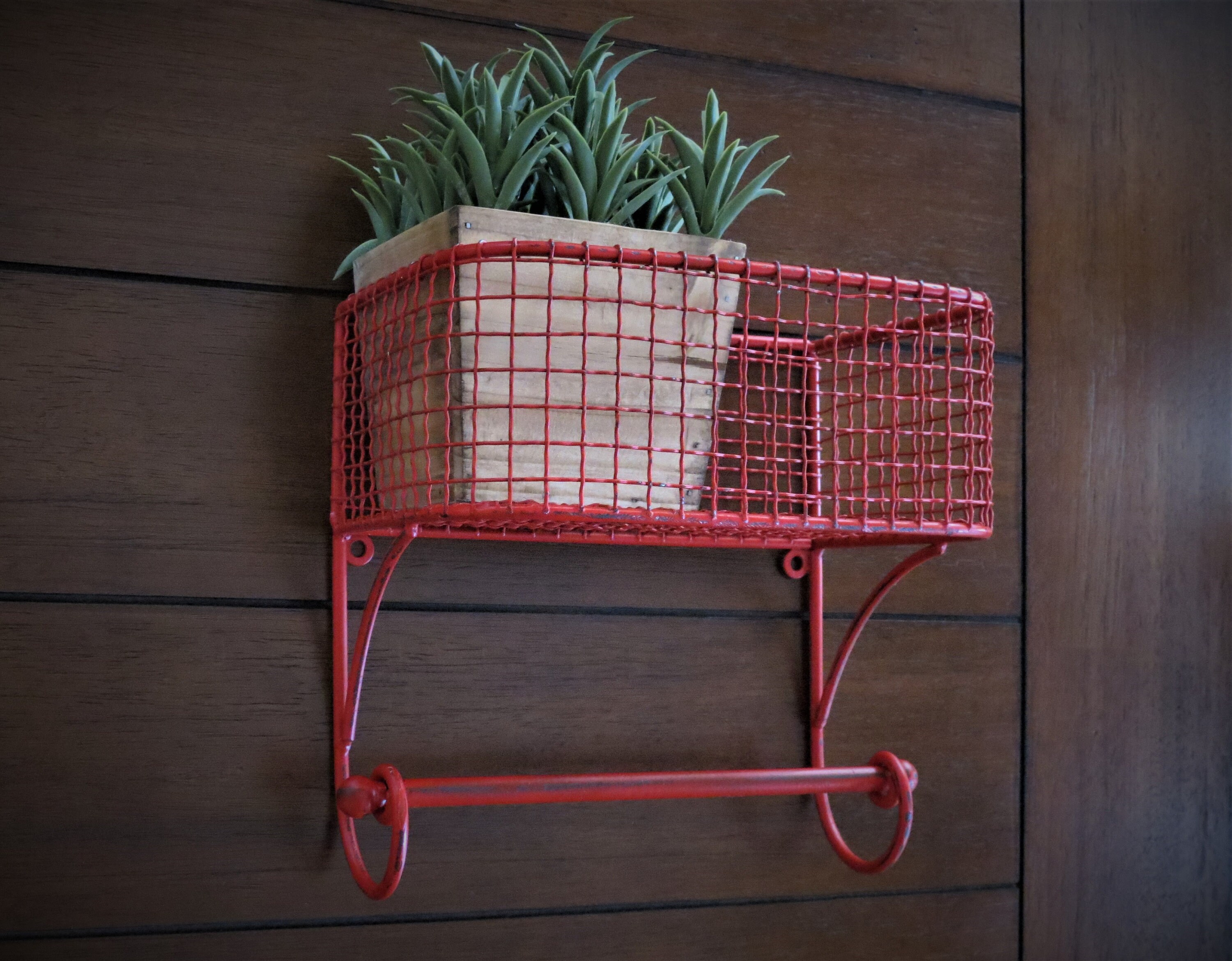 Decorative Metal Wire Hanging Basket With Rod / Farmhouse - Etsy