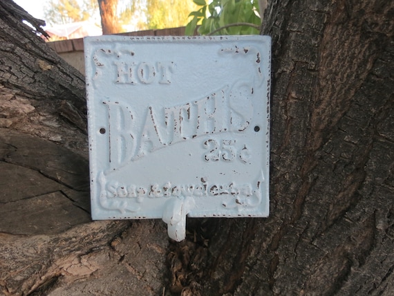 Bathroom Wall Hook Sign / Pale Blue or Pick Color / Shabby | Etsy