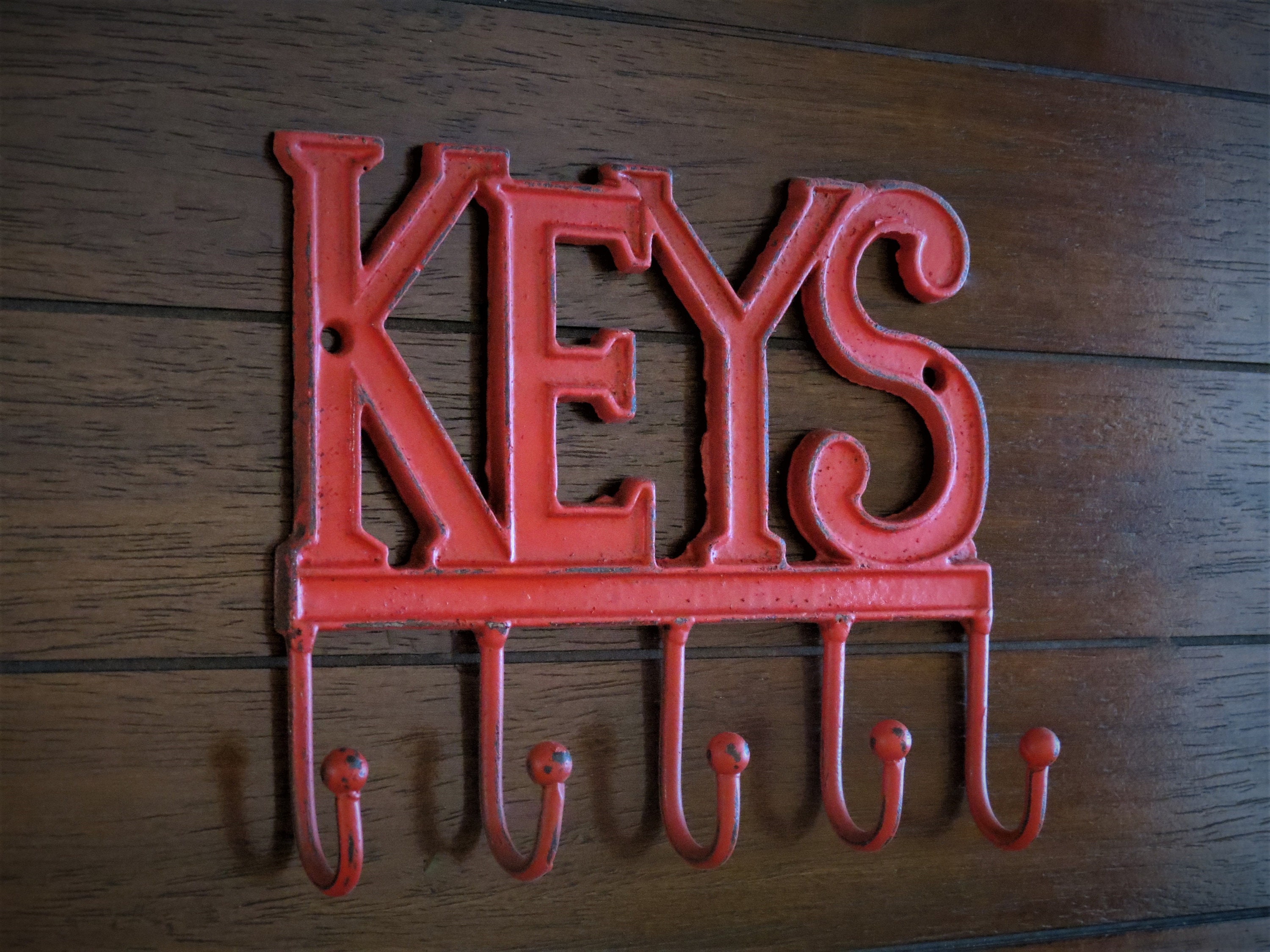 KEYS Key Rack and Sign / Metal Wall Hook / Key Hanger / Shabby Chic ...