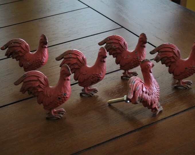 Rooster Knob / Red Rooster Drawer Knob / Drawer Pull / Farmhouse Decor / Shabby Chic Rustic ...