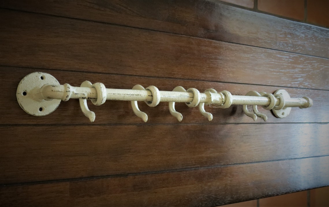 Metal Wall Rack With Hooks / Farmhouse Rustic Wall Decor / - Etsy