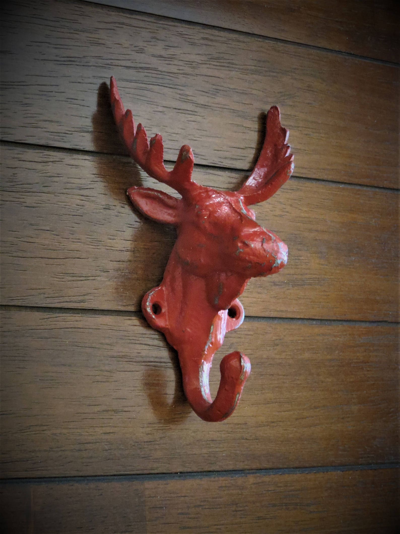 Moose Hook / Cast Iron Hanger / Colonial Red or Pick Your - Etsy