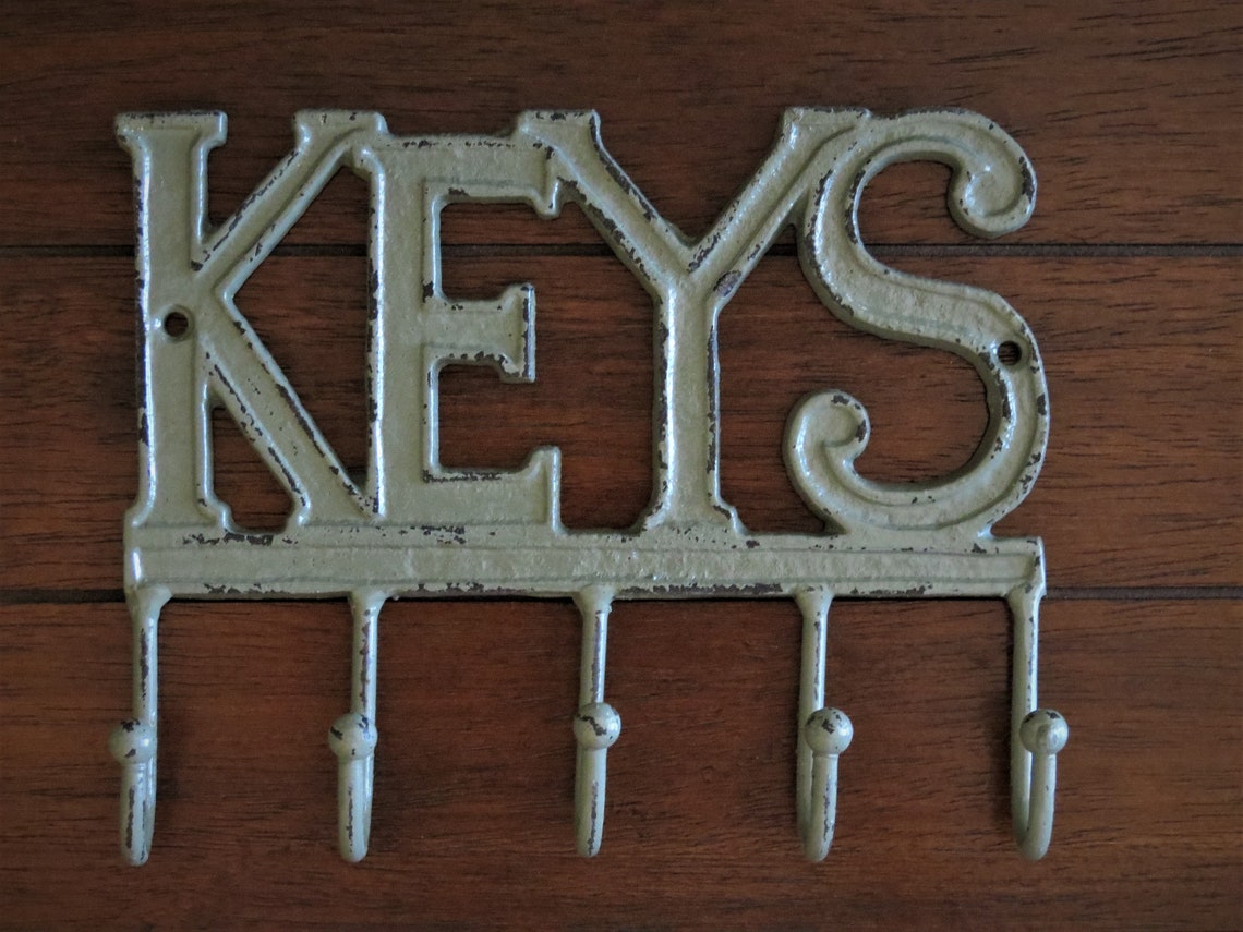 KEYS Key Rack / Metal Wall Sign With Hooks / Key Hanger / Key Holder ...