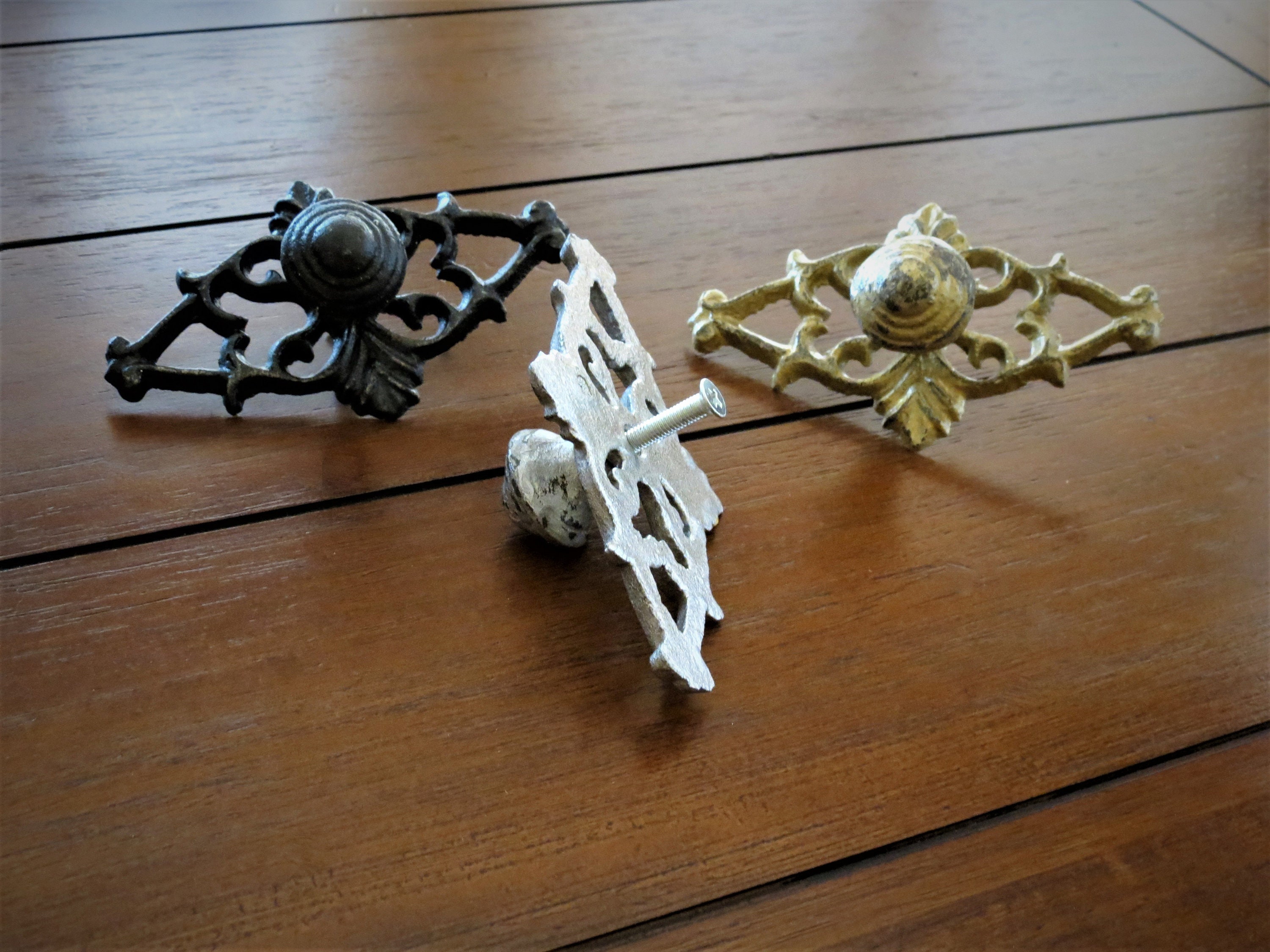 Ornate Cast Iron Pulls / Choose From 40 Colors / Cottage Chic | Etsy