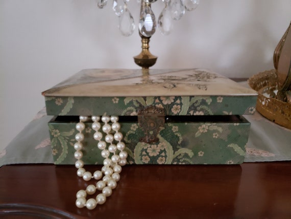 Victorian 1900s Celluloid Dresser Box*Jewelry Box*Glo… - Gem