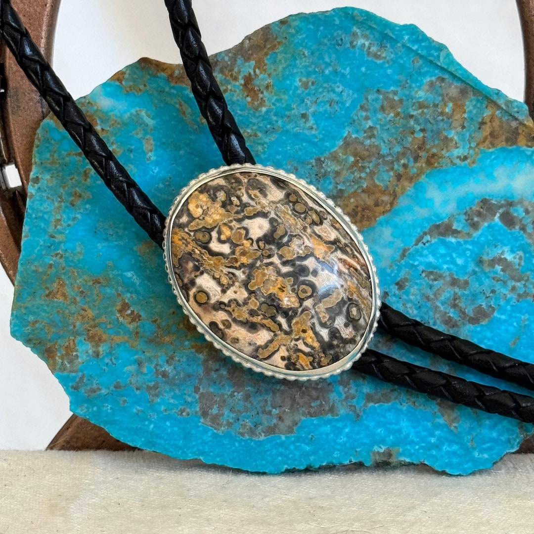 Handcrafted Sterling Silver Leopard Skin Jasper Bolo Tie - Western ...