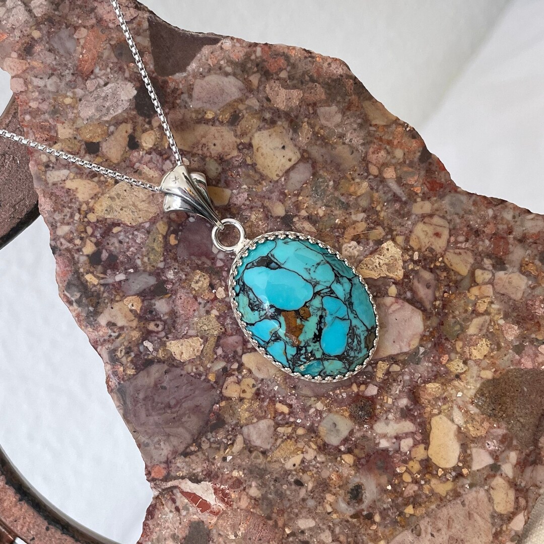 Mohave Blue Turquoise Pendant Sterling Silver Pendant Mohave Blue ...