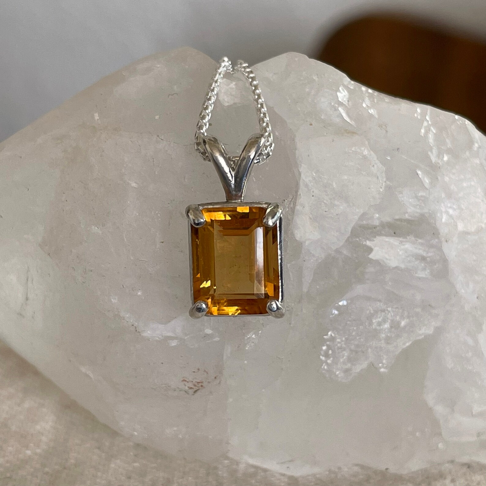 Natural Madeira Citrine Pendant Sterling Silver Pendant - Etsy