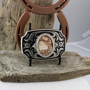 Western Belt Buckle natural Stone Belt Buckle cowboy Belt Buckle Silver ...
