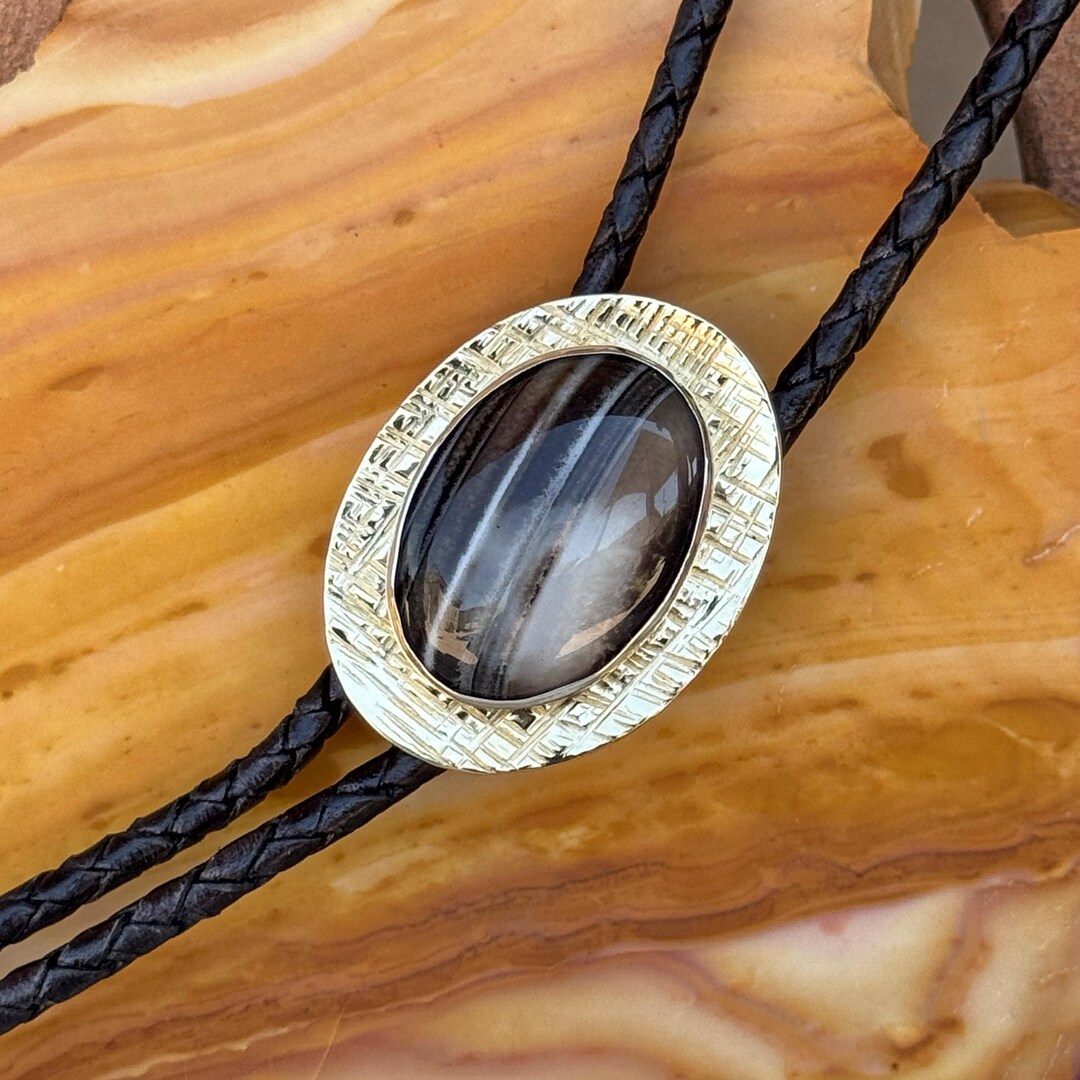 Handmade Onyx Bolo Tie: Brass & Sterling Silver Western Neckwear - Etsy