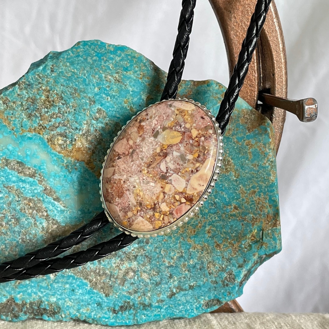 Natural Confetti Jasper Bolo Tie - Sterling Silver Western Accessory ...