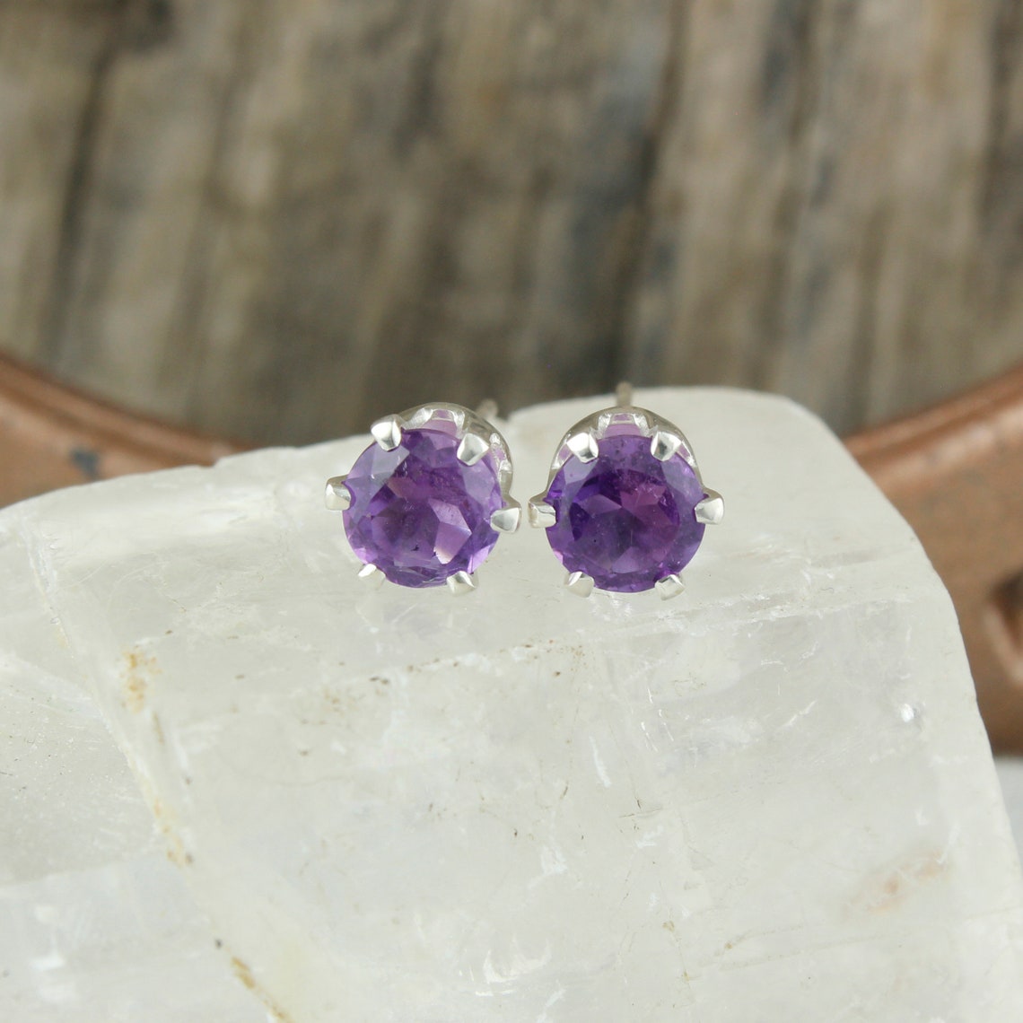 Natural Amethyst Earrings Sterling Silver Earrings-Amethyst | Etsy