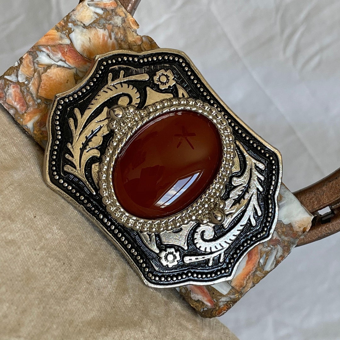 Natural Red Carnelian Belt Buckle - Western Style Belt Buckle - Cowboy ...