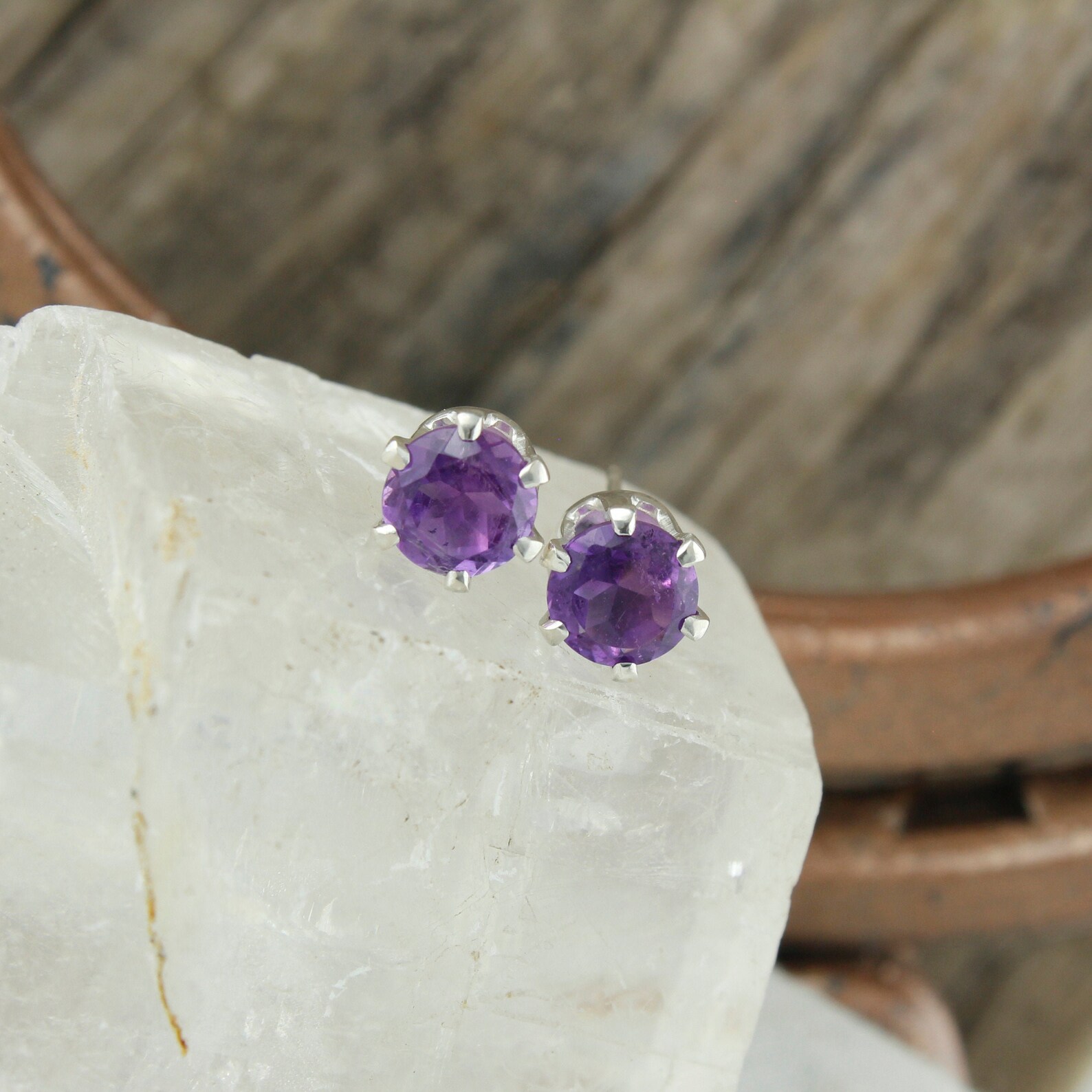 Natural Amethyst Earrings Sterling Silver Earrings-Amethyst | Etsy