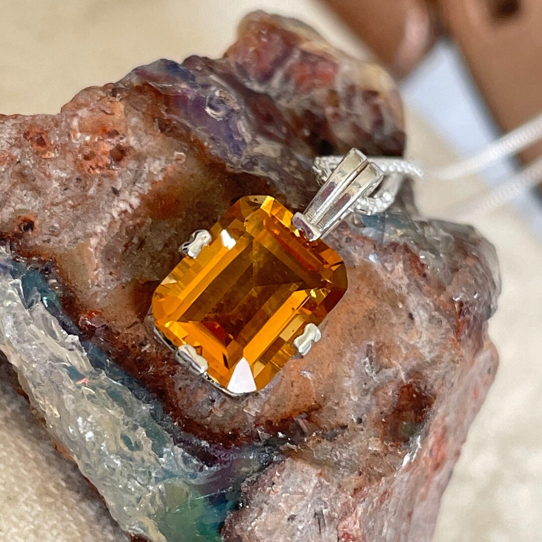 Natural Madeira Citrine Pendant Sterling Silver Pendant - Etsy