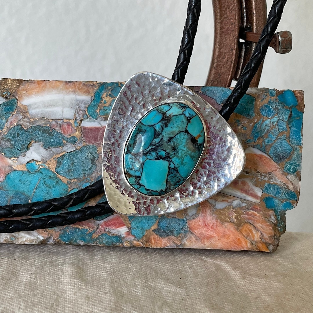 Compressed Blue Kingman Turquoise Bolo Tie for Men or Women - Etsy