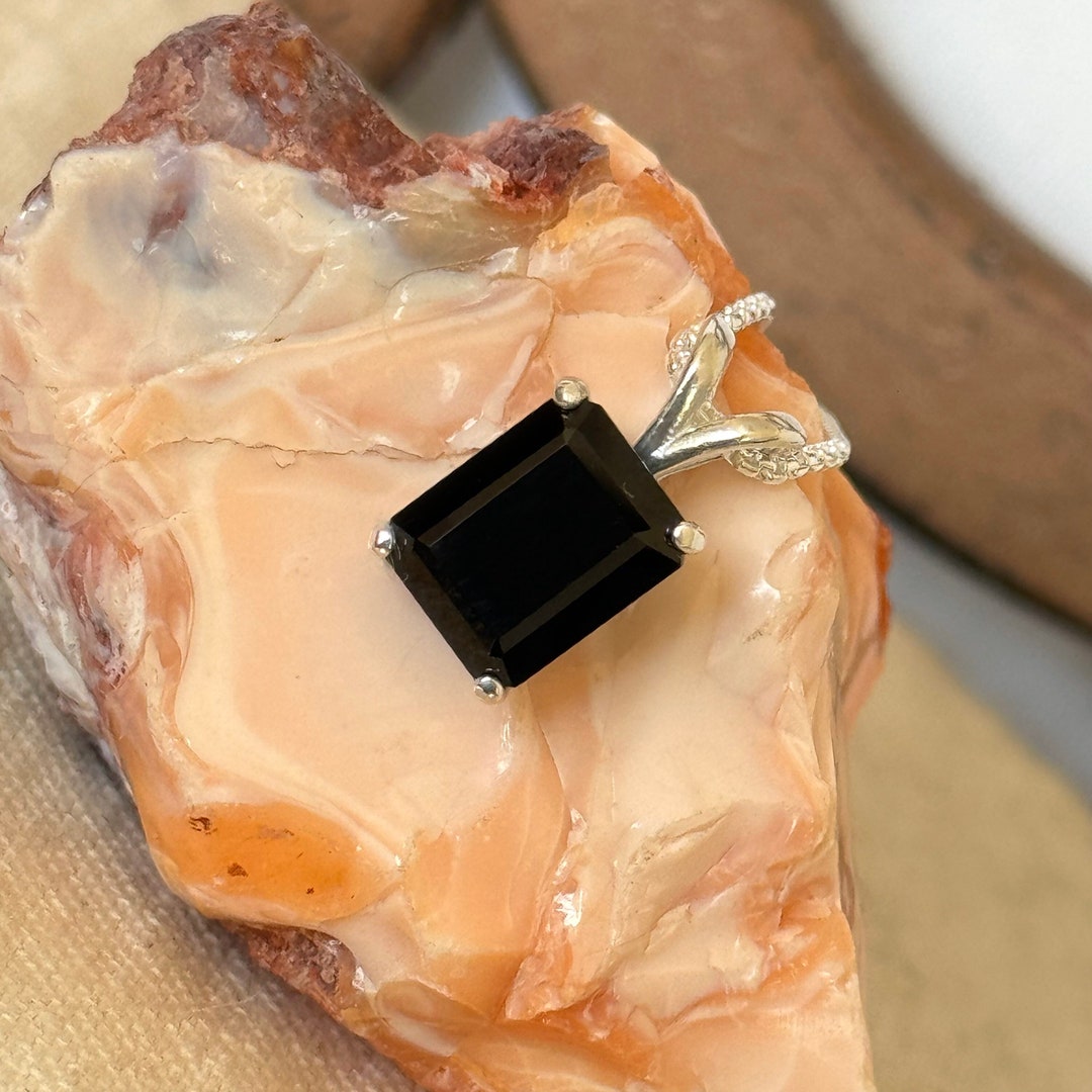 Handmade, Natural Black Spinel Pendant Necklace - Great Gift for Her ...