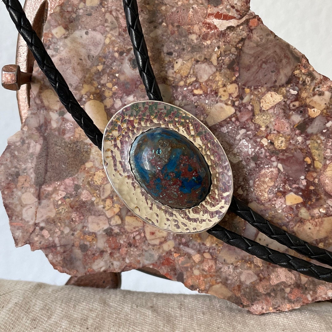 Handcrafted Sterling Silver Shattuckite Bolo Tie - Elegant Western ...