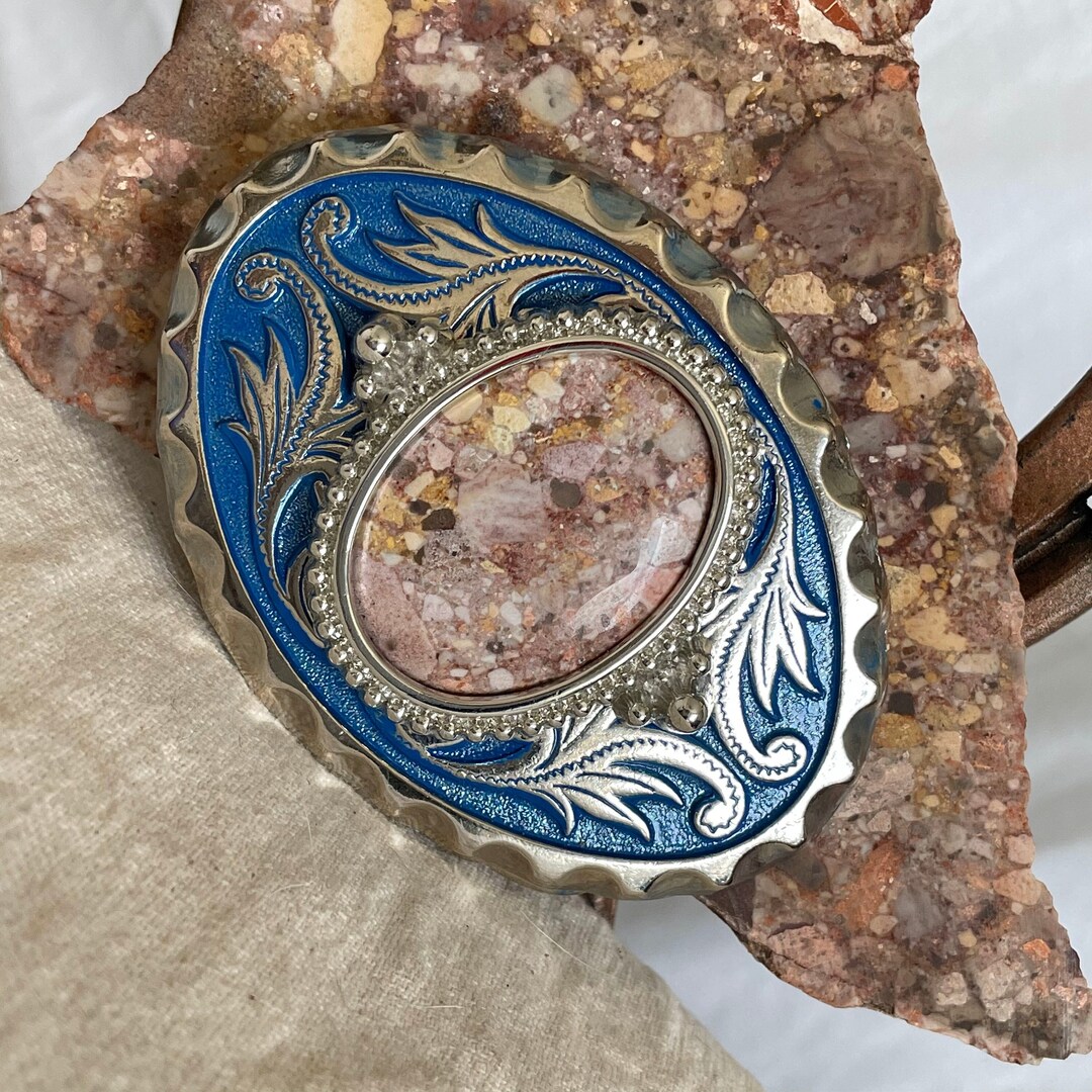Western Style, Natural Confetti Jasper Belt Buckle for Men and Women ...