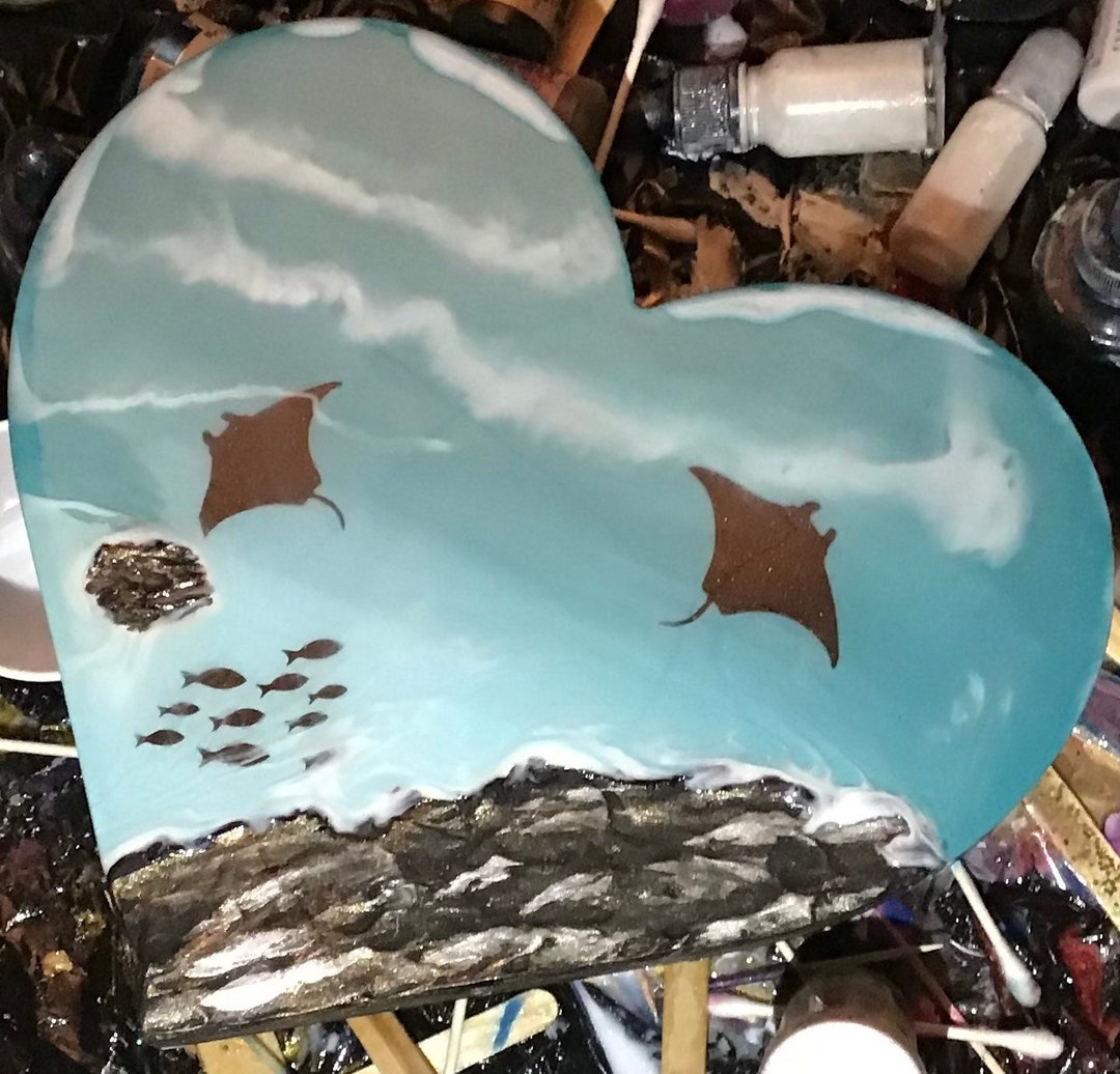 Resin Manta Ray Seascape Ocean Textured Home Decor Wall Art - Etsy