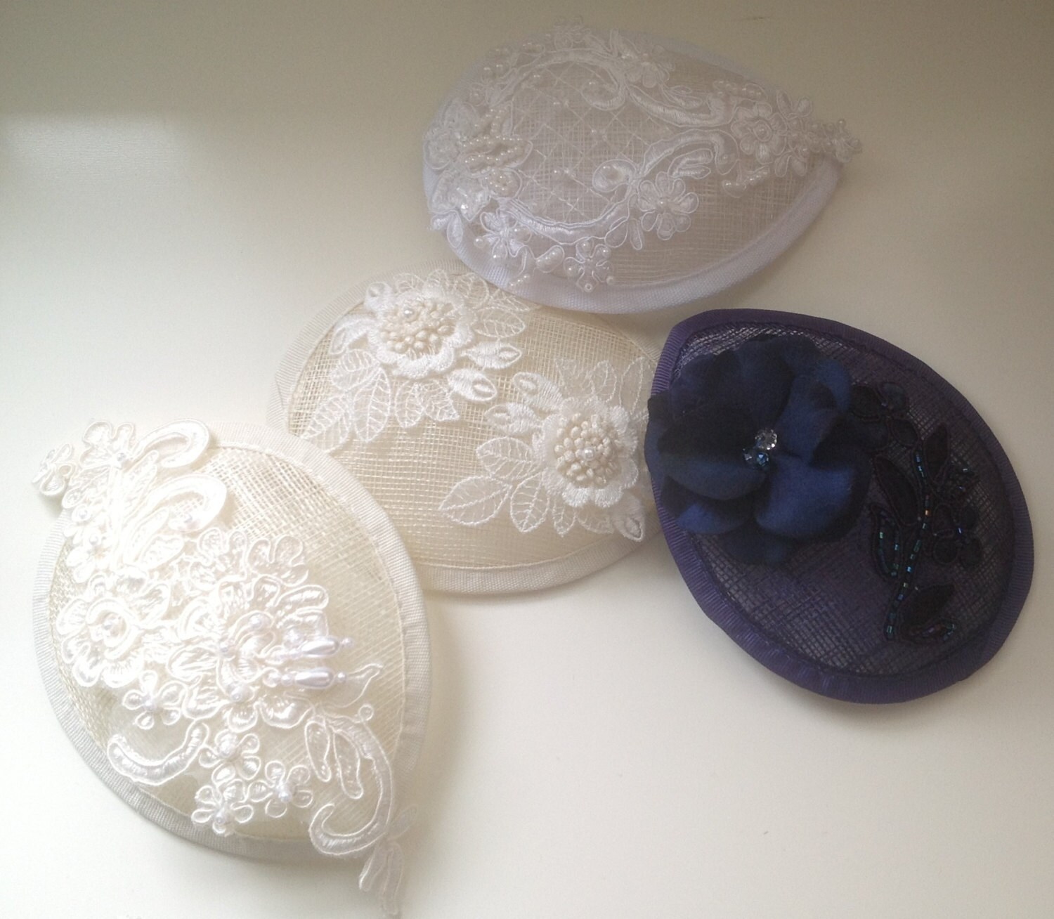 Bead Embroidered Lace Fascinator Hat Clips or Headband Wedding Party ...