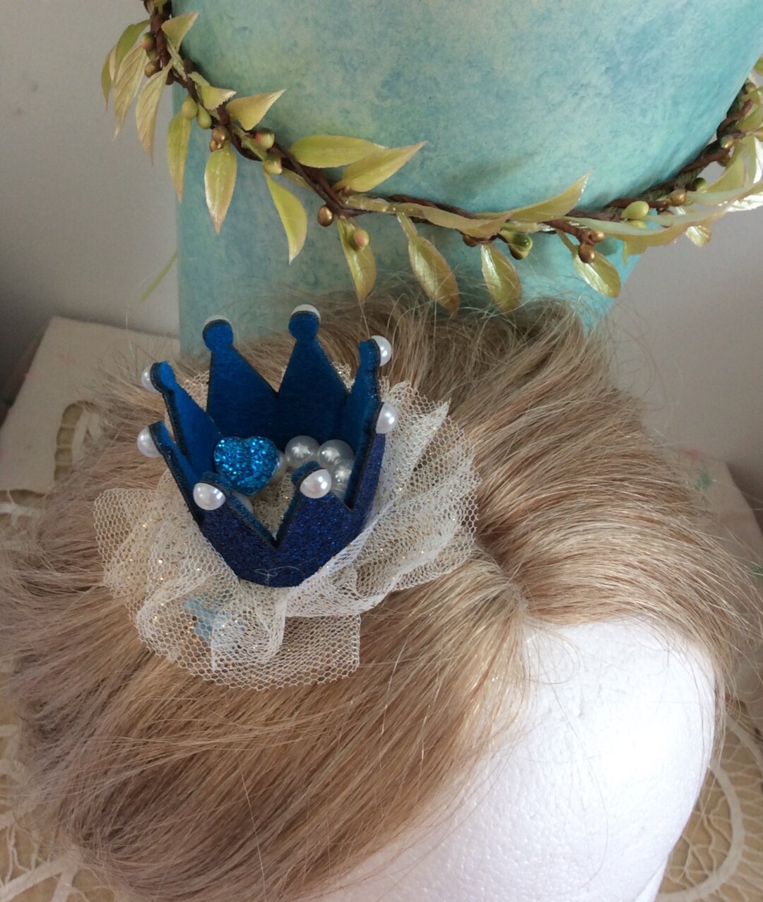 20% OFF Sale - Little Princess: Tiny Mesh Flower Glittered Pearl Crown ...