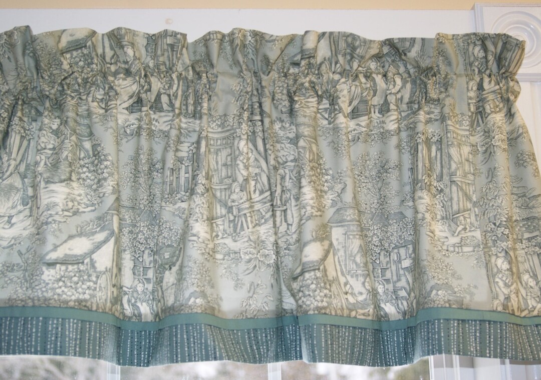 Sage Green Cream Valance Scenic Henry Glass 17" X 50" Curtain Window ...