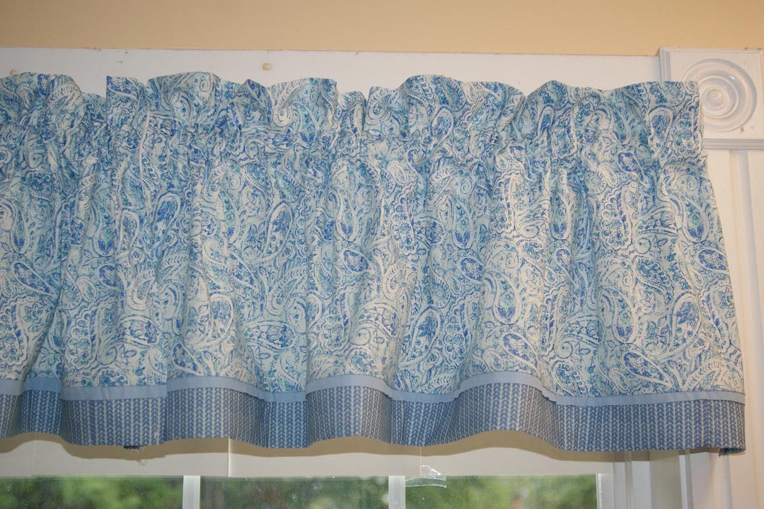 Blue Teal Paisley Valance 15"x43" – Waverly Inspirations White Curtain ...