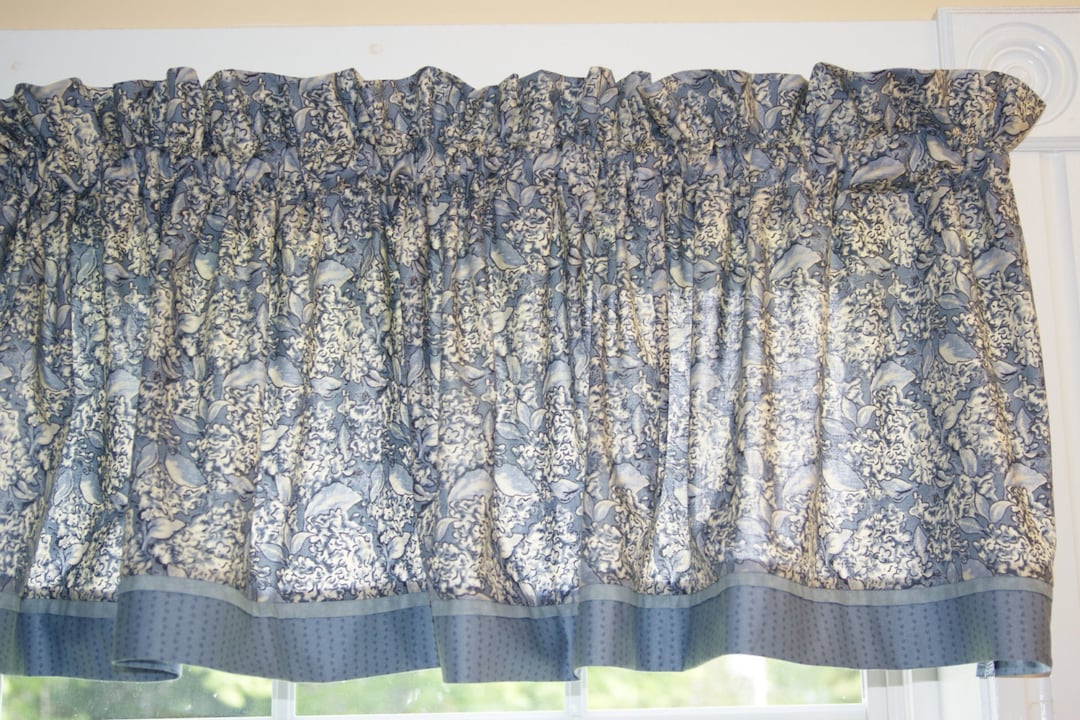 Blue Periwinkle Valance Floral Garden Sketch Book RJR 17" X 64" Curtain ...
