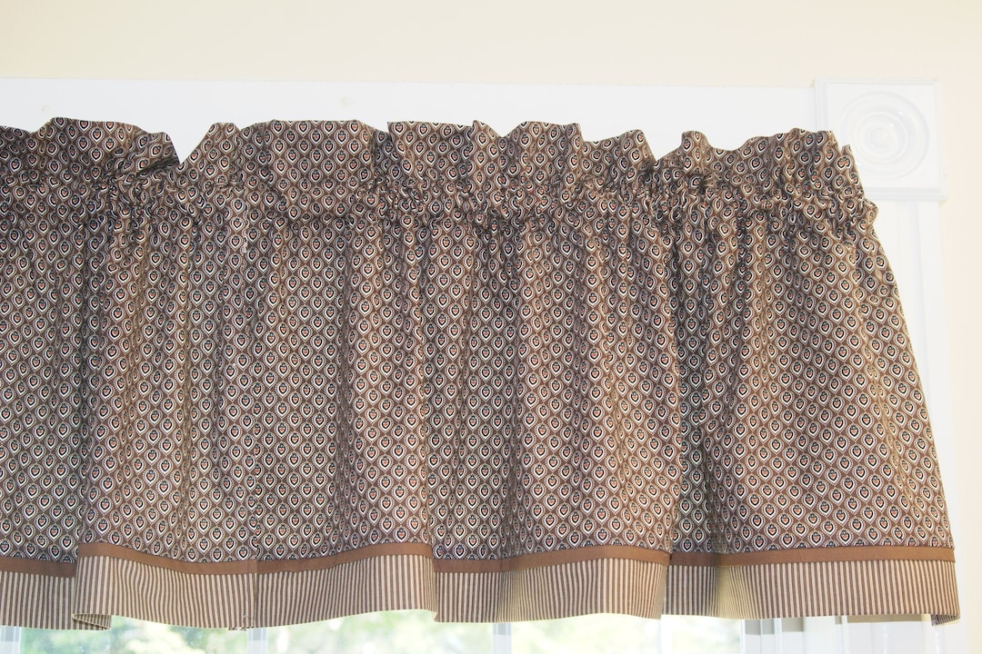 Brown Burnt Orange White Valance Caravan Benartex 17" X 44" Can Alter ...