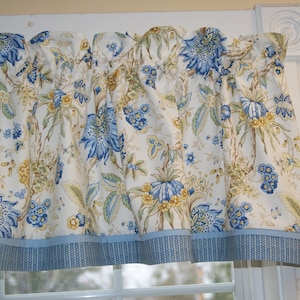 Blue Gold Yellow White Valance Jacobean Bloomcraft 17 X 54 Window ...