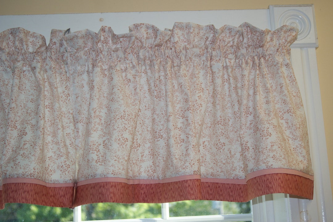 Pale Pink Orange Valance – 17x44 Birdsong Windham Leaves Curtain ...