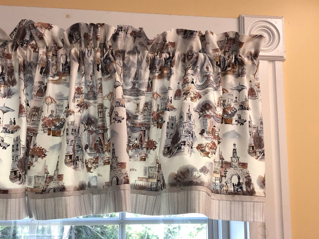 White Gray Tan Black Valance Alfresco Michael Miller Scenic 17 X 44 ...