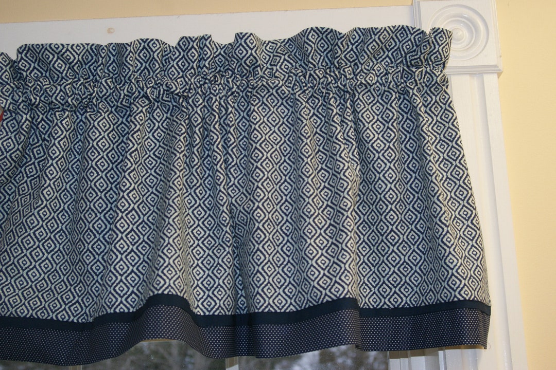 Dark Blue Valance Richloom Geometric Shapes 17 X 44 Curtain Alter ...