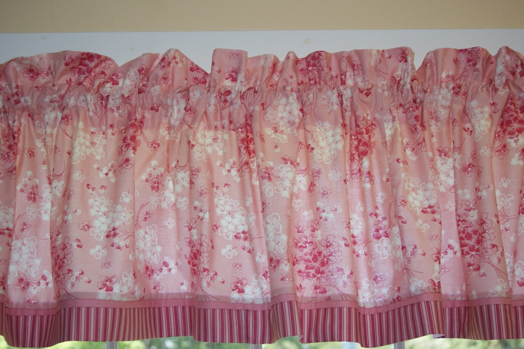 Pink White Valance Floral Rhapsody in Bloom Maywood Studio 17 X 81 ...