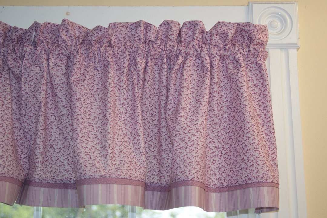 Purple Lavender Leaf Valance 17x44 – Handmade Window Curtain – Custom ...
