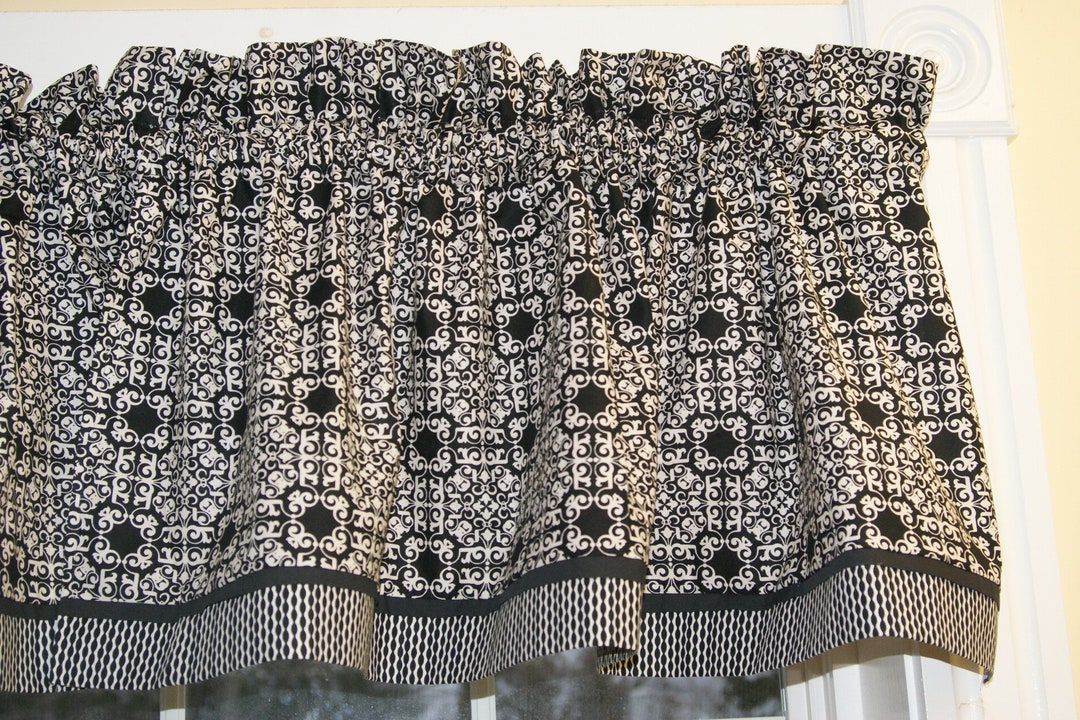 Blue off White Cream Valance Parfum David Textiles 17" X 44" Curtain ...