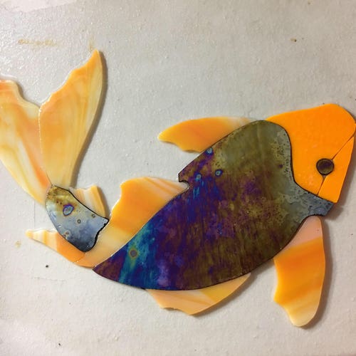 KOI FISH Precut Stained Glass Craft Kit Mosaic Inlay Fusible - Etsy