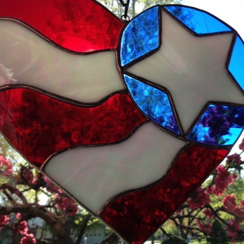 Stained Glass American Flag Suncatcher | Etsy