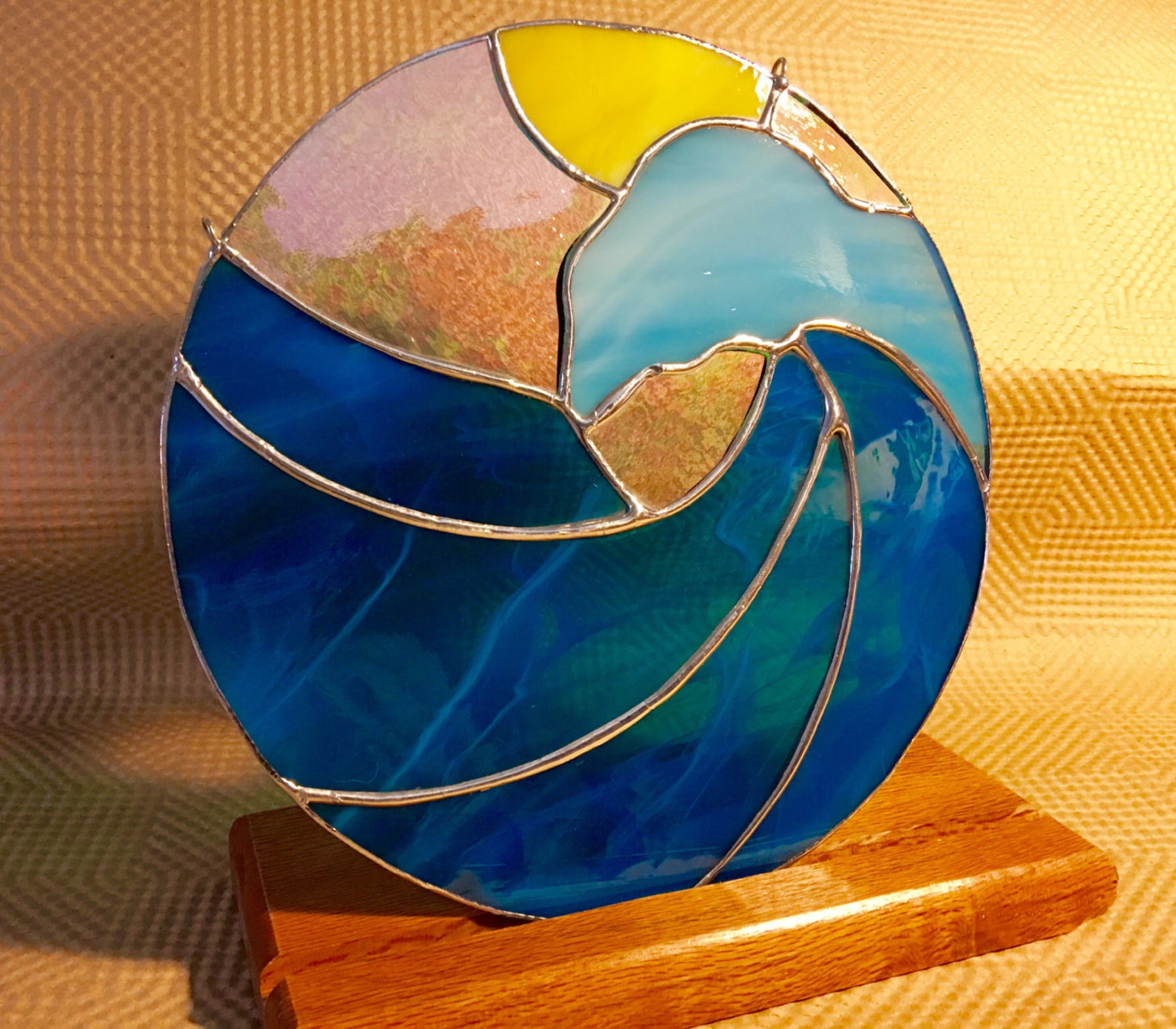 Stained Glass Tidal Wave Nautical Water Sun Catcher Window | Etsy