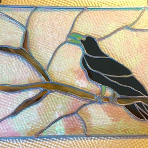 Crow Raven Stained Glass Panel or Sun Catcher Handmade Wall - Etsy UK