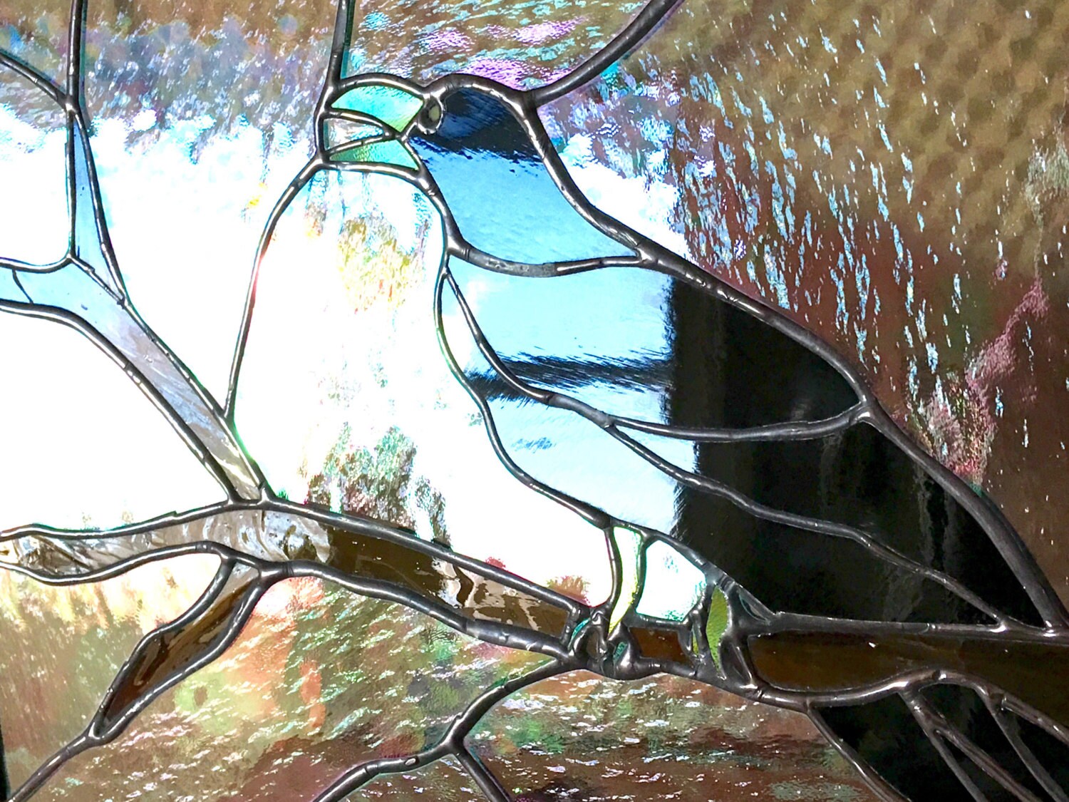 Crow Raven Stained Glass Panel or Sun Catcher Handmade Wall - Etsy UK