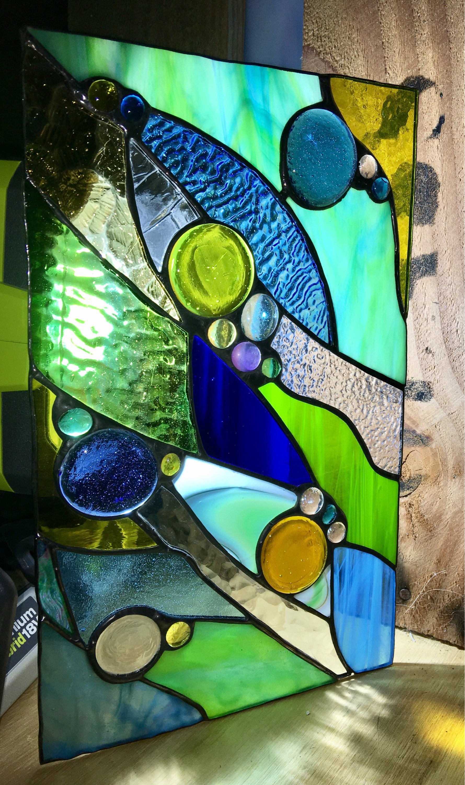 Custom Abstract Handmade Stained Glass Panel Sun Catcher | Etsy
