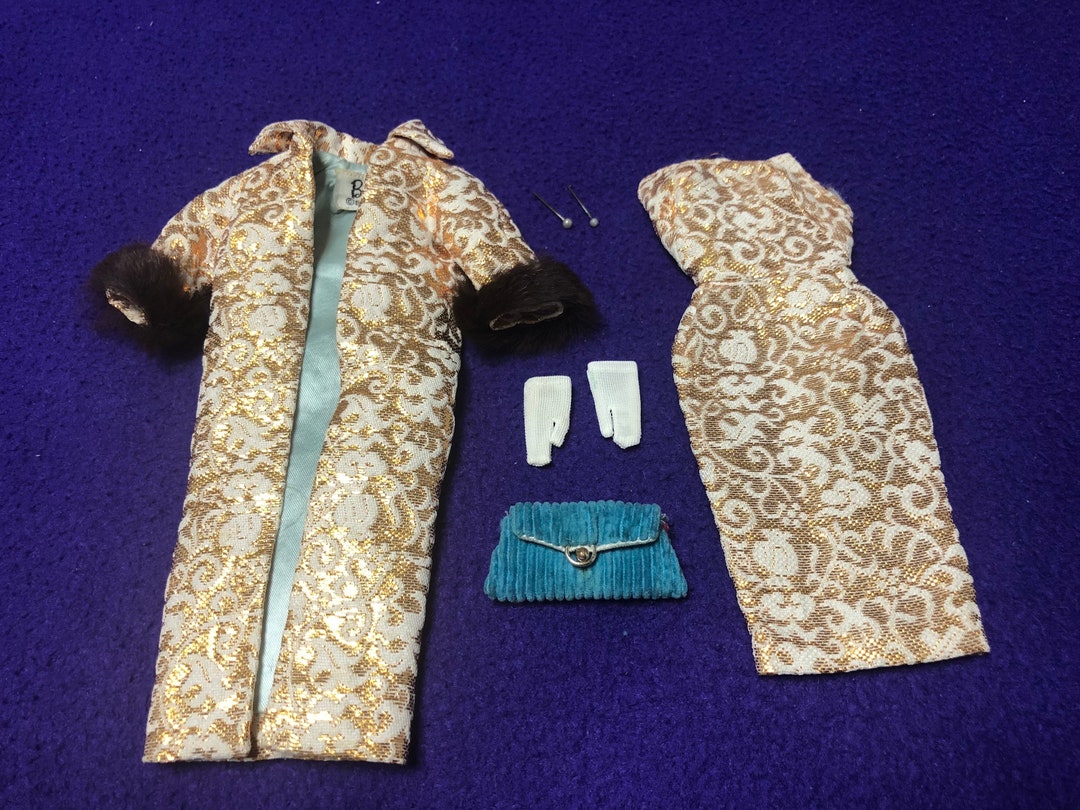 1959 Barbie Evening Splendor Sheath Dress, Coat, Handbag, Gloves, and ...