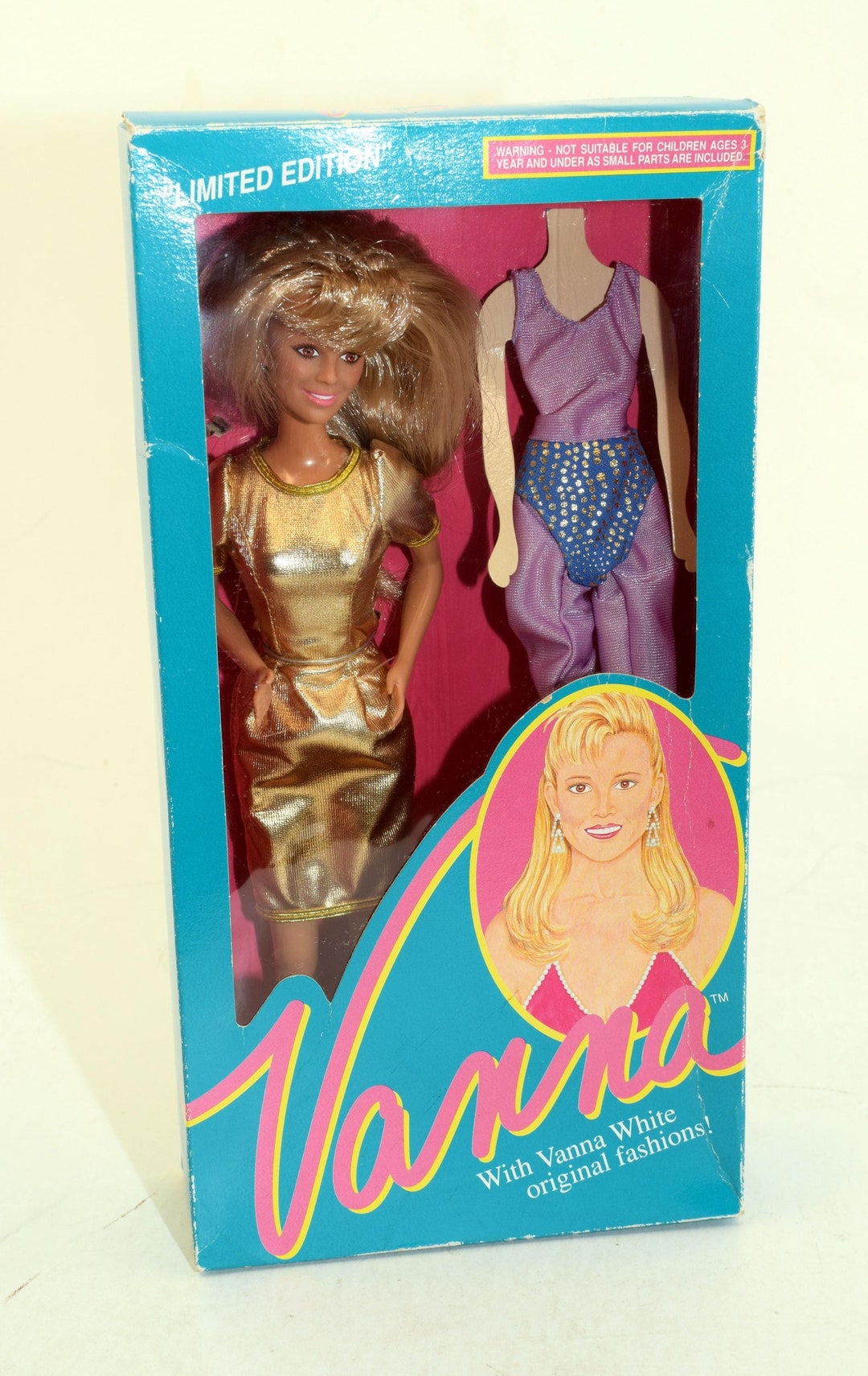 1990 Vanna White Doll Limited Edition With Gold Shimmer Dress & Purple ...